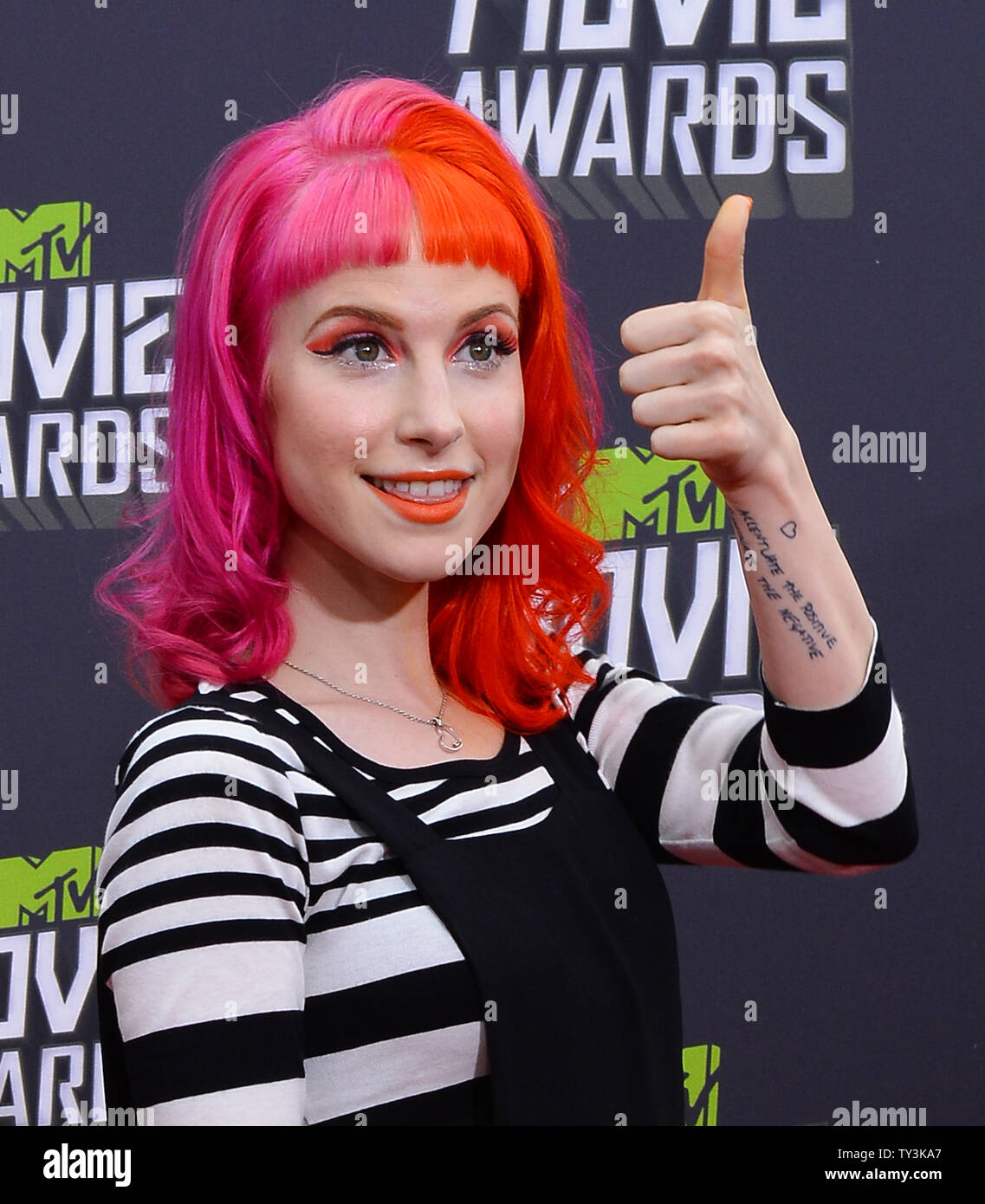 Musician Hayley Williams arrives for The MTV Movie Awards at Sony ...