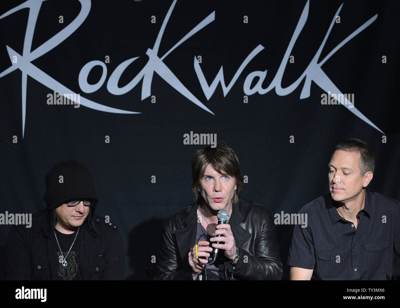 Members of the rock band Goo Goo Dolls, Robby Takac, John Rzeznik and ...