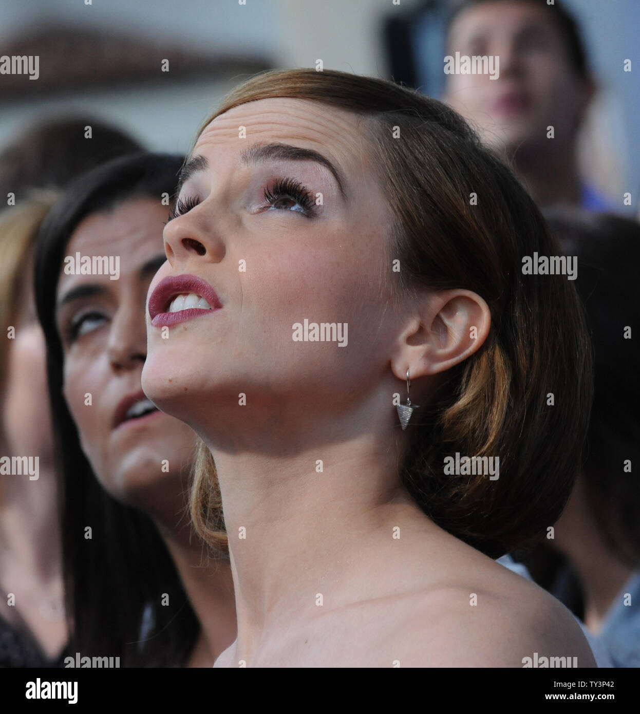 English actress Emma Watson, a cast member in the motion picture comedy ...