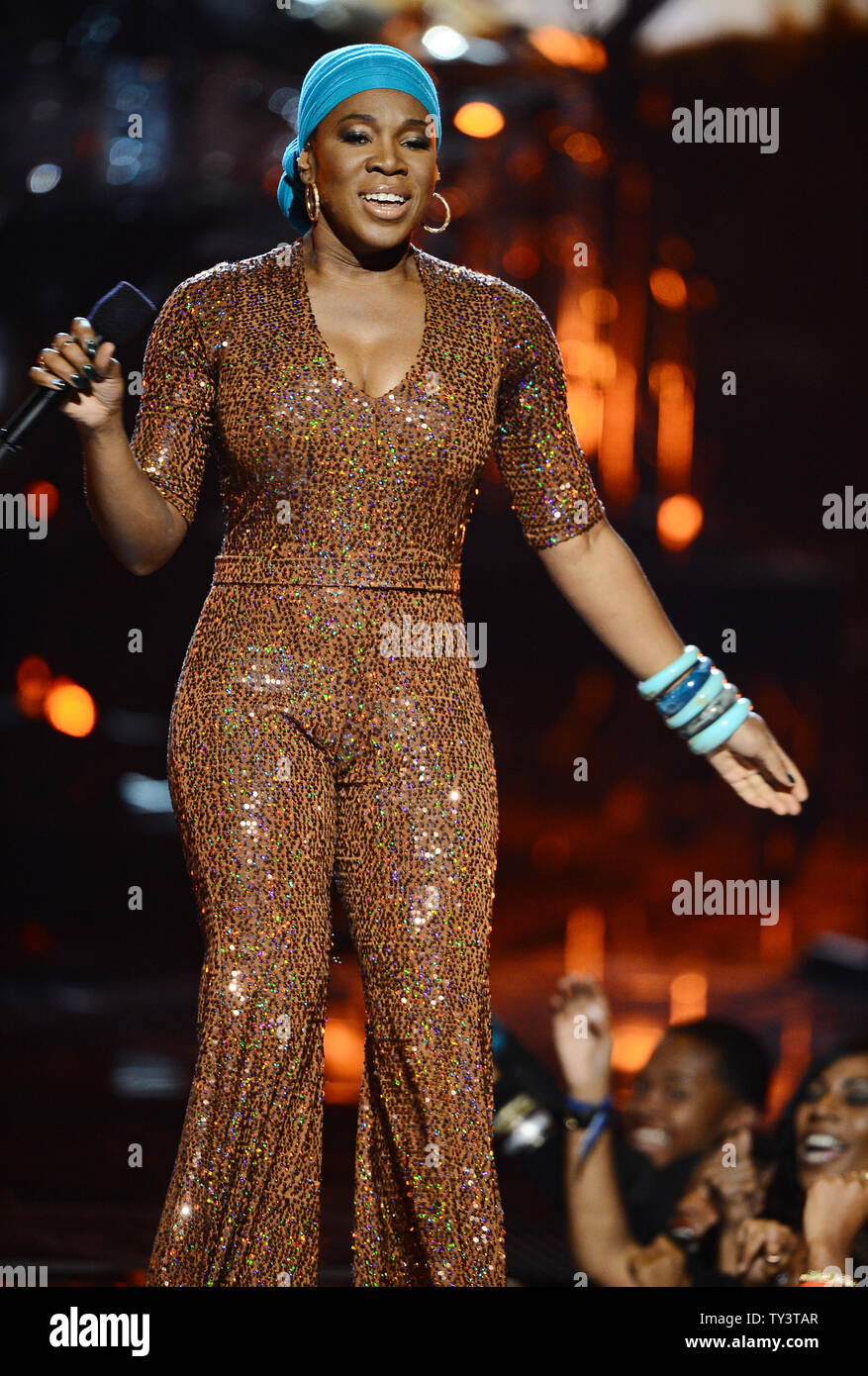 Singer India.Arie performs on stage during BET Awards 13, at the Nokia ...