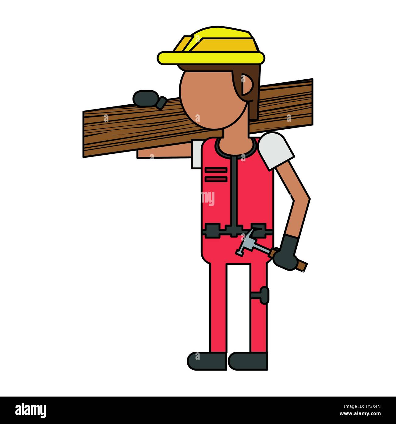 Construction worker smiling cartoon isolated faceless Stock Vector ...