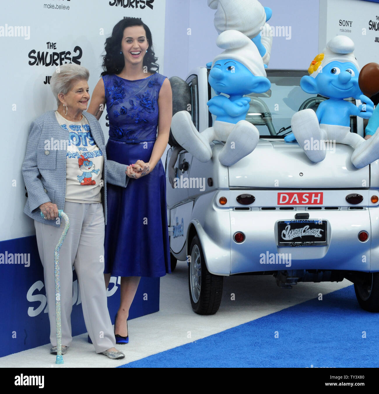 Singer and actress Katy Perry, the voice of Smurfette in the motion ...