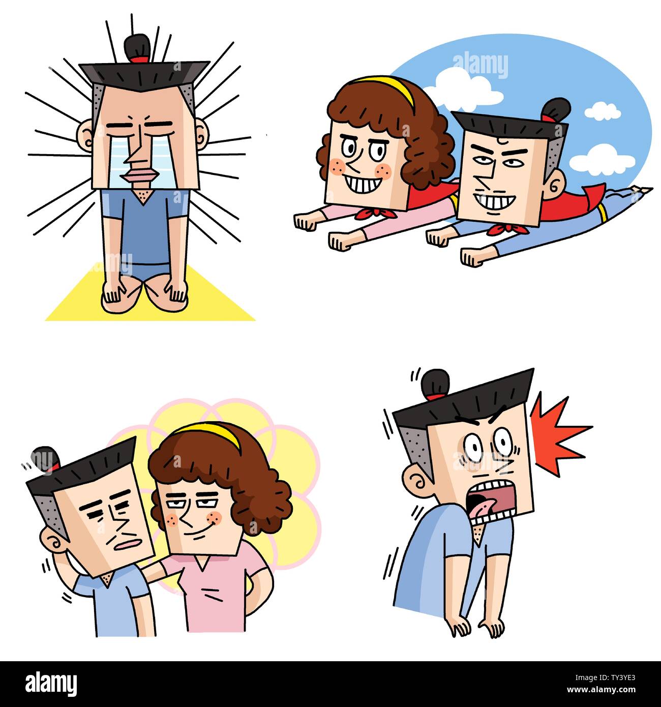 Emoji character cartoon with different emotions set 002 Stock Vector ...