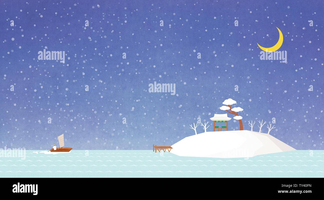Beautiful winter scene illustration 004 Stock Vector Image & Art - Alamy