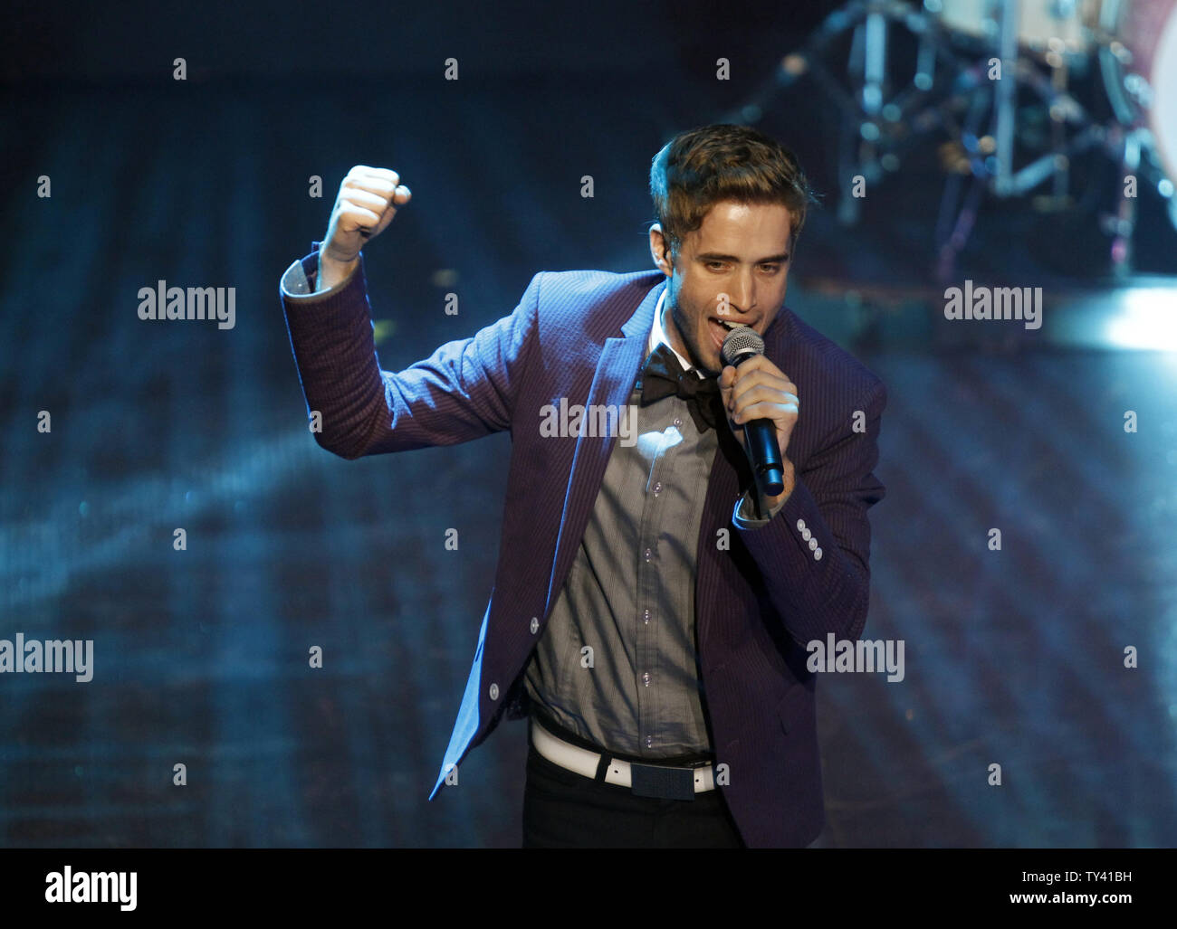 Singer Brian Dales of The Summer Set band performs onstage at Macy's ...