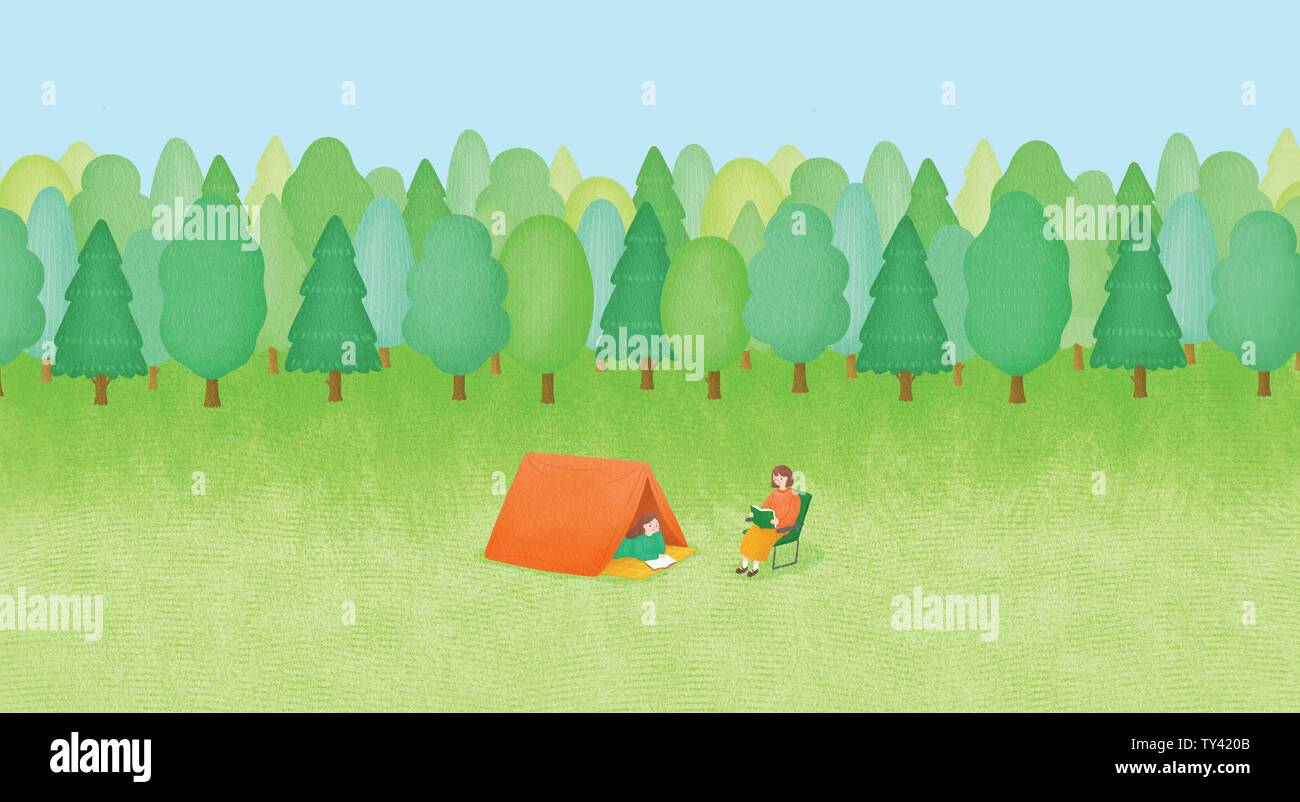 Beautiful spring walk Stock Vector Images - Alamy