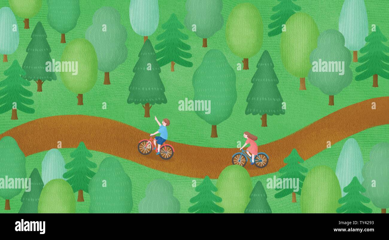 Park spring woman walk Stock Vector Images - Alamy