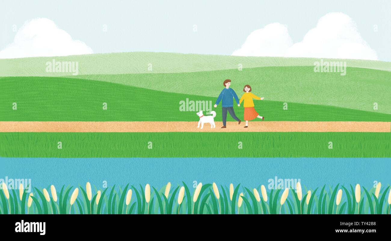 Beautiful spring walk Stock Vector Images - Alamy