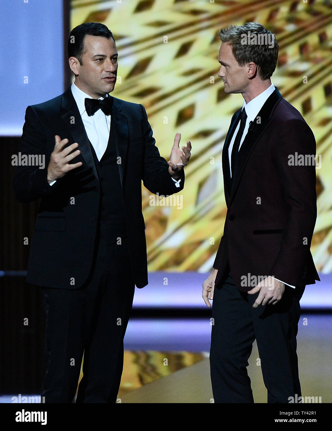 Jimmy Kimmel and host Neil Patrick Harris share the stage at the 65th ...