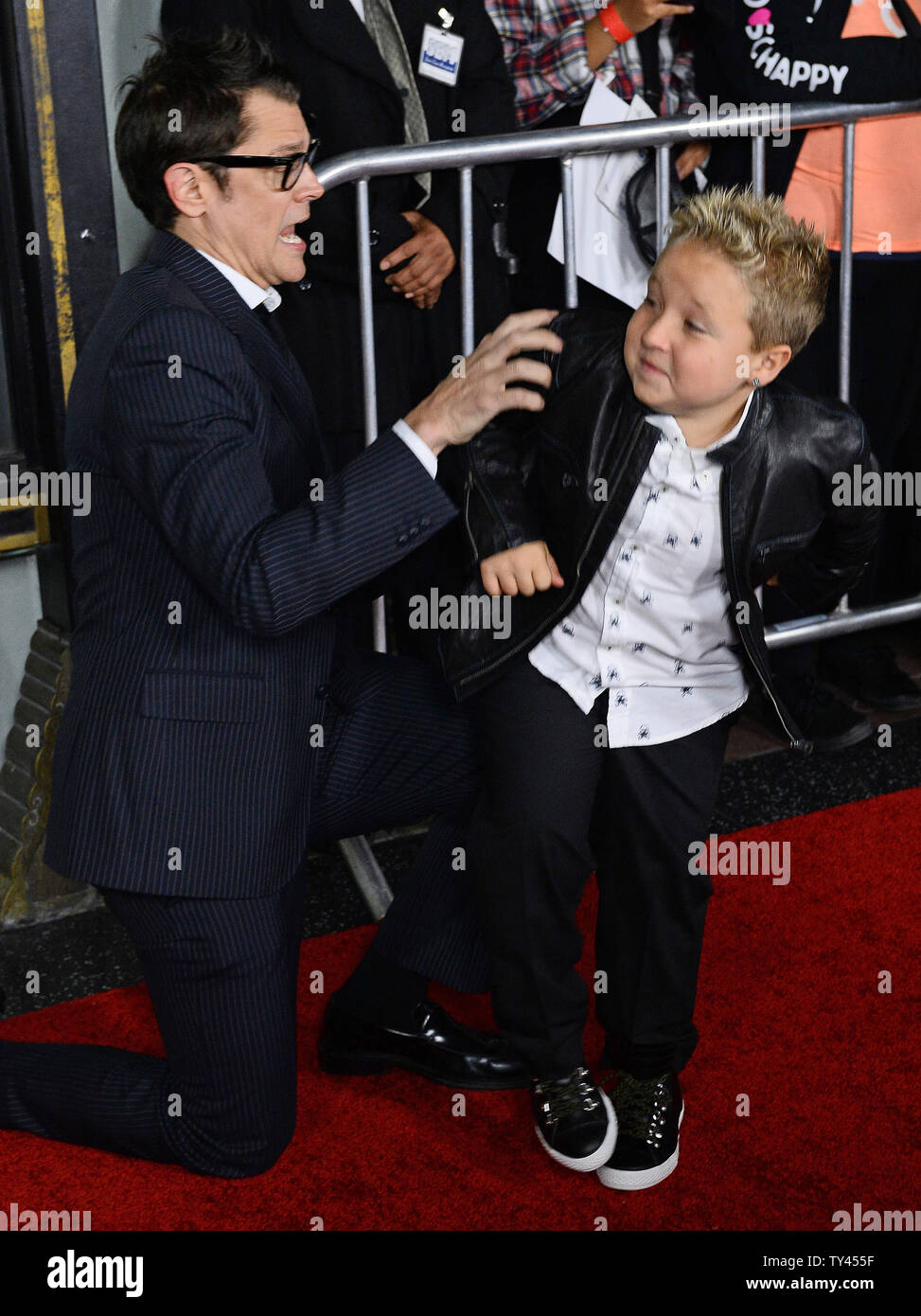 Cast members Johnny Knoxville and Jackson Nicoll attend the premiere of ...