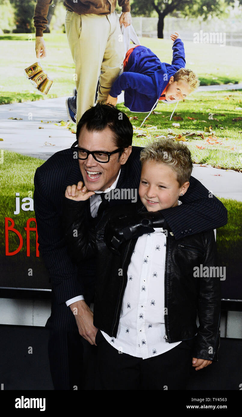 Cast members Johnny Knoxville and Jackson Nicoll attend the premiere of ...