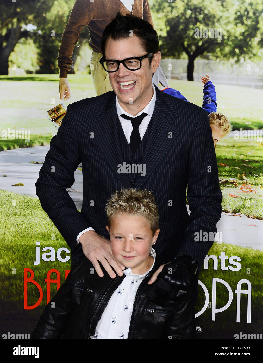 Cast members Johnny Knoxville and Jackson Nicoll attend the premiere of ...