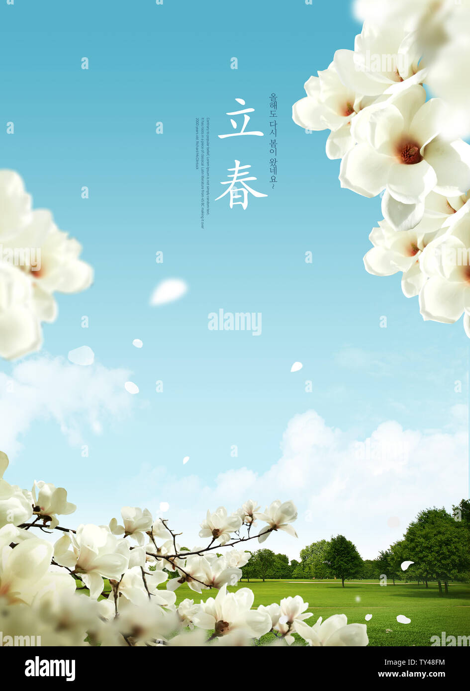 Spring season poster design with floral background 010 Stock Photo - Alamy