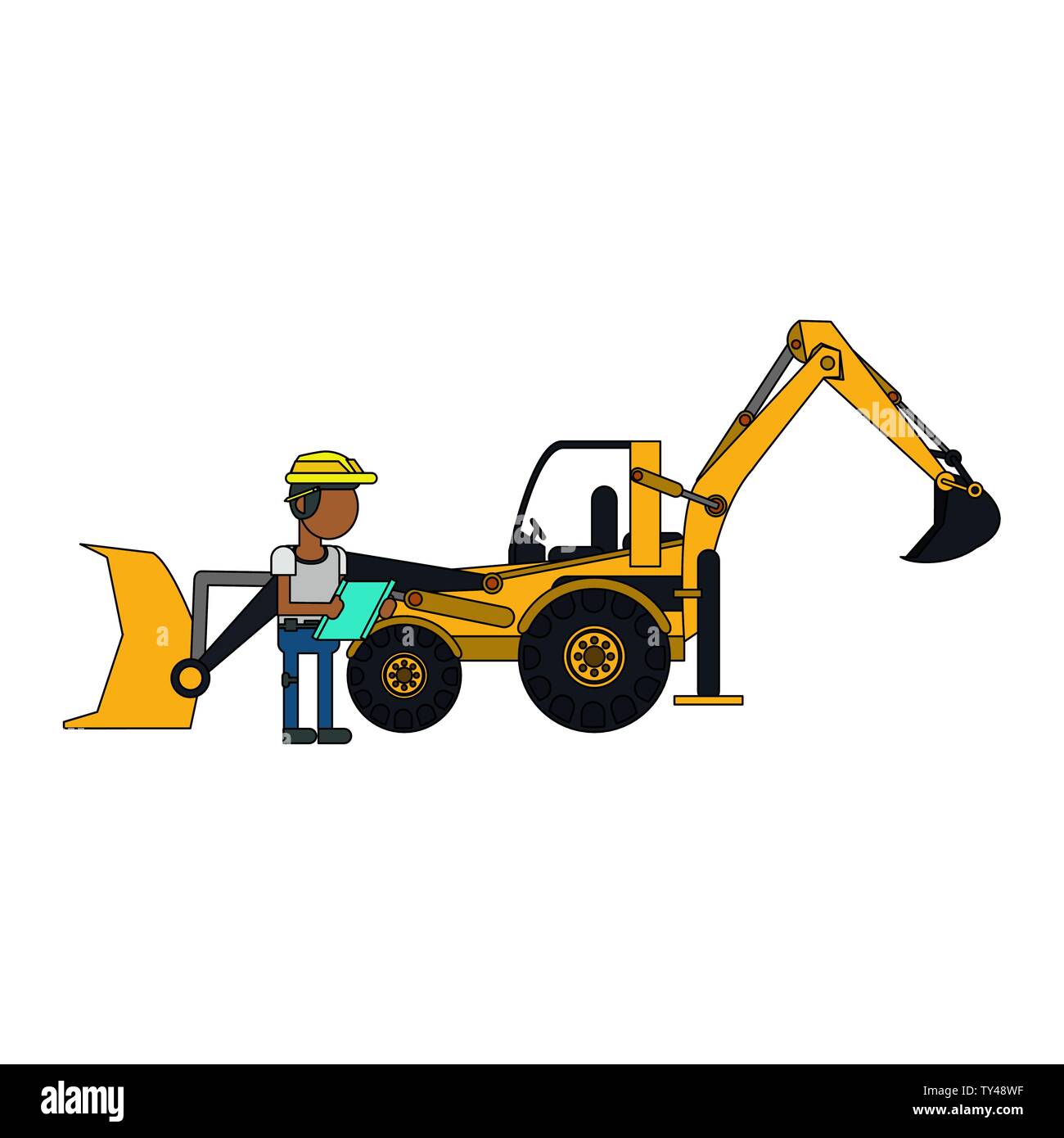 Construction worker with vehicle faceless Stock Vector Image & Art - Alamy