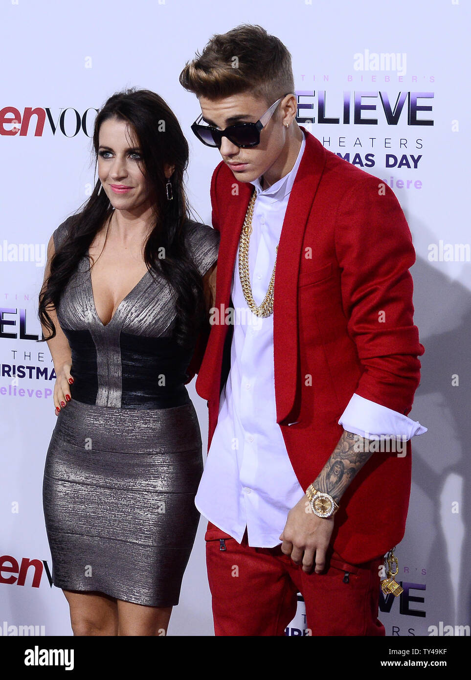 Justin Bieber and his mother Pattie Mallette attend the premiere of ...