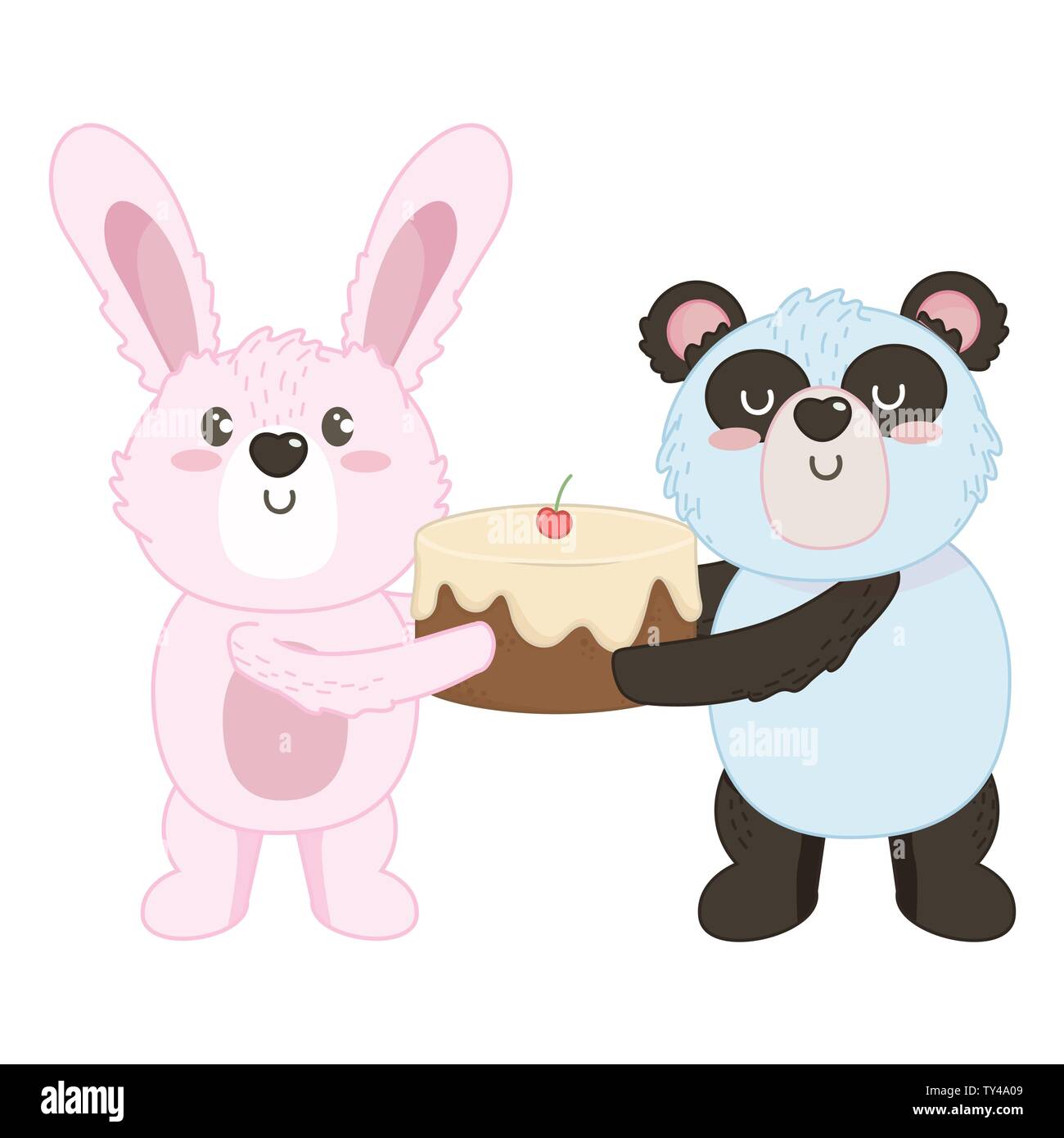 Rabbit and panda cartoon with sweet food design, Animal cute zoo life ...
