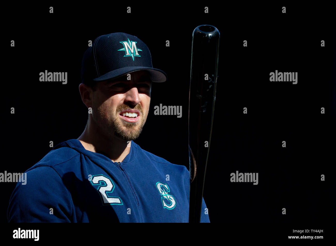 Milwaukee, WI, USA. 25th June, 2019. Seattle Mariners catcher Tom Murphy #2 takes batting ...
