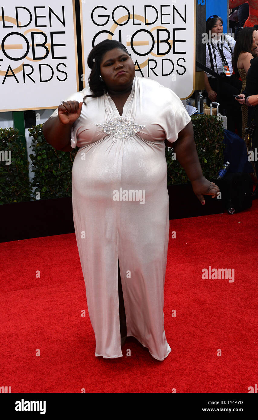 Actress Gabourey Sidibe arrives for the 71st annual Golden Globe Awards ...