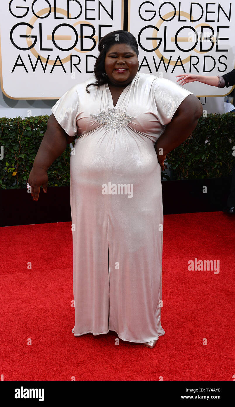 Actress Gabourey Sidibe arrives for the 71st annual Golden Globe Awards ...