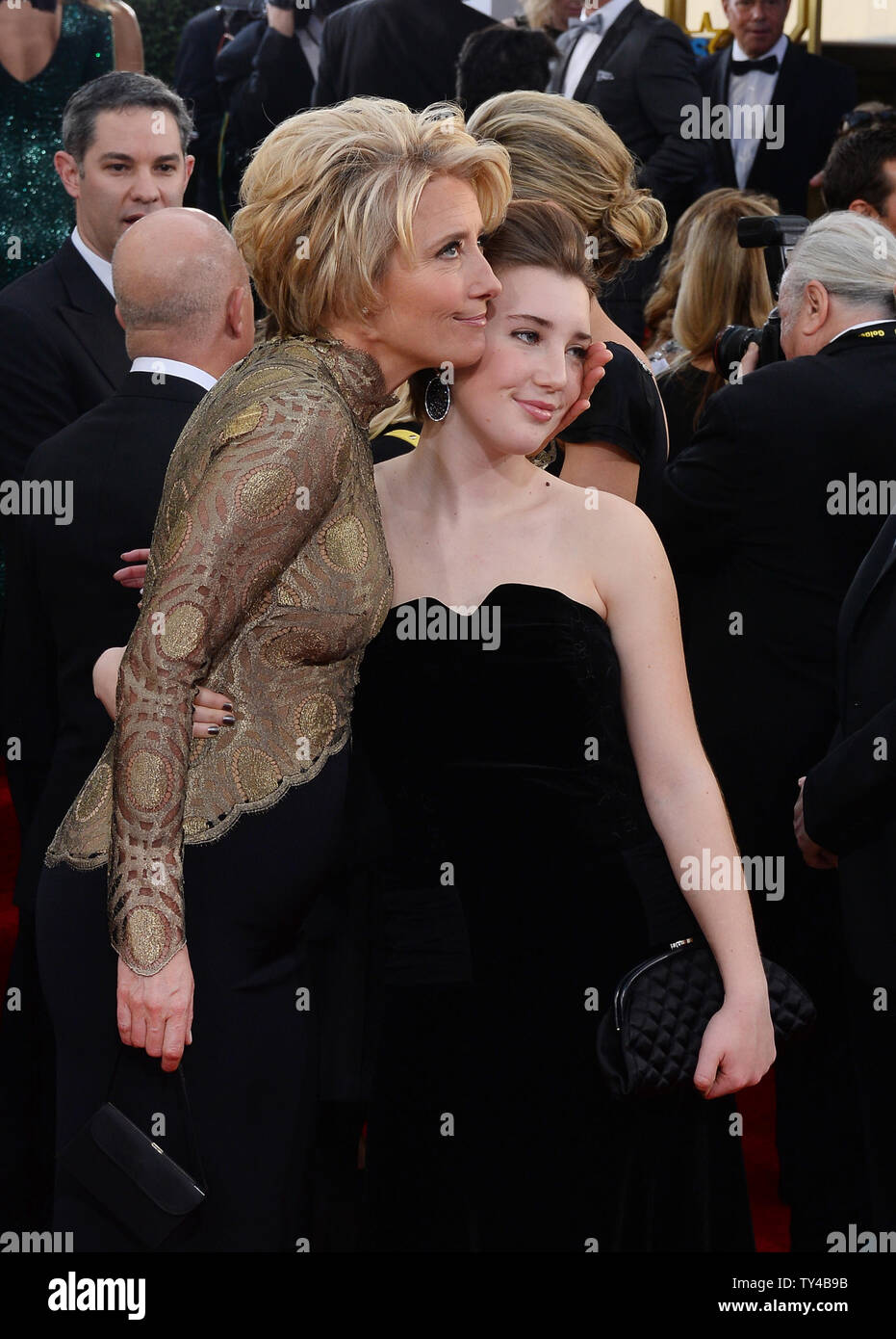 Actress Emma Thompson (L) and her daughter Gaia Romilly Wise arrive for ...