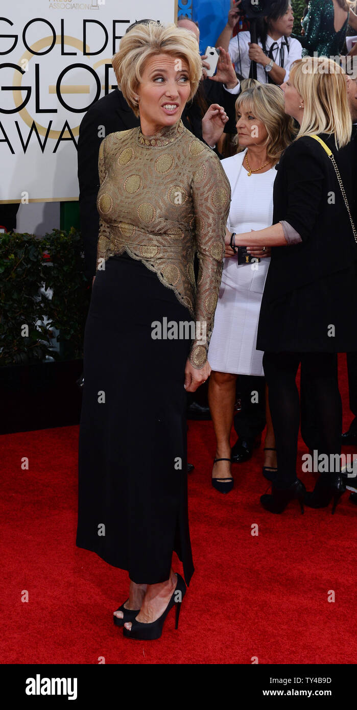 Actress Emma Thompson arrives for the 71st annual Golden Globe Awards ...