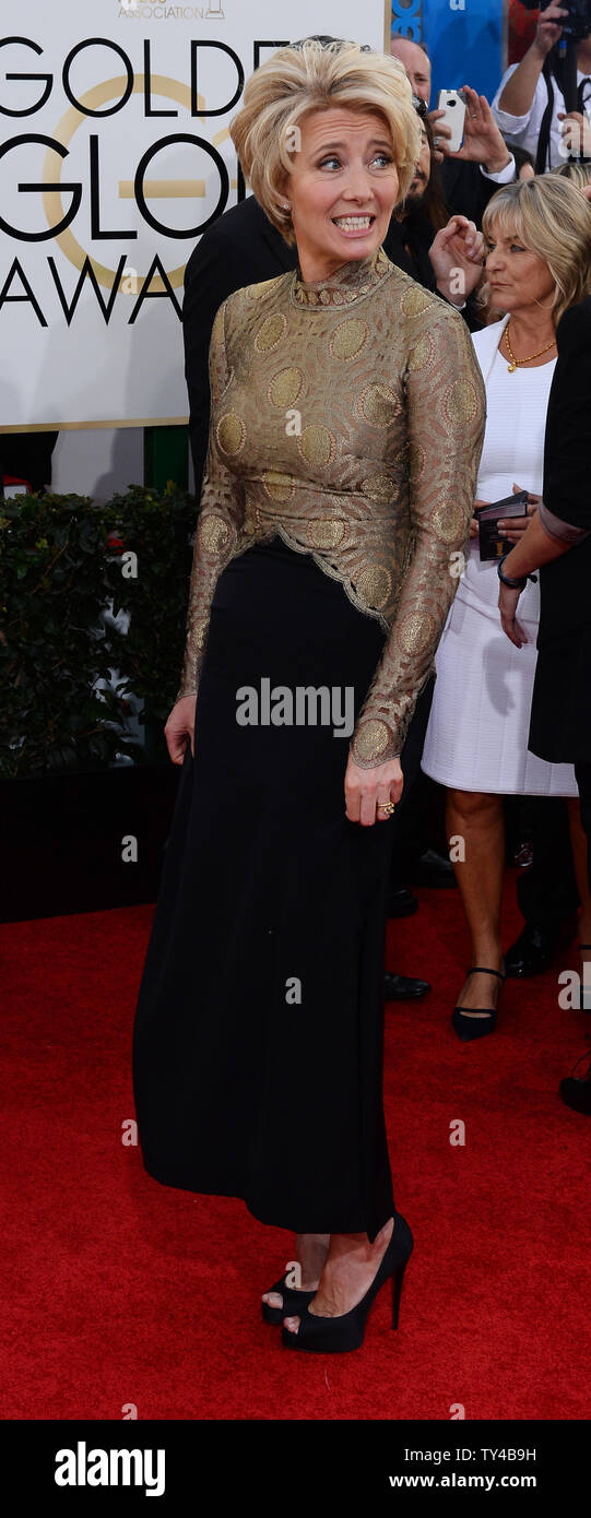 Actress Emma Thompson arrives for the 71st annual Golden Globe Awards ...