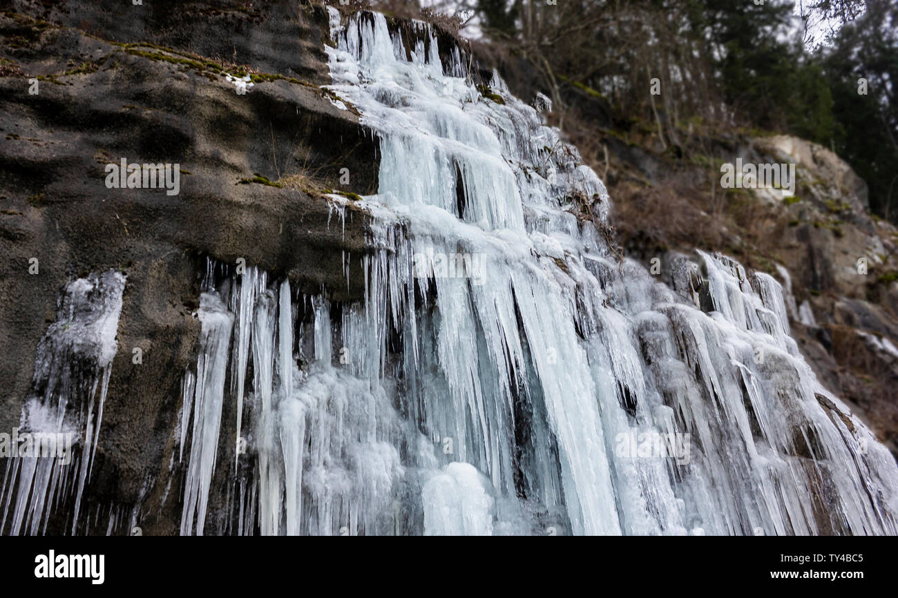 Beautiful icicles form as the water up in the mountains freezes ...