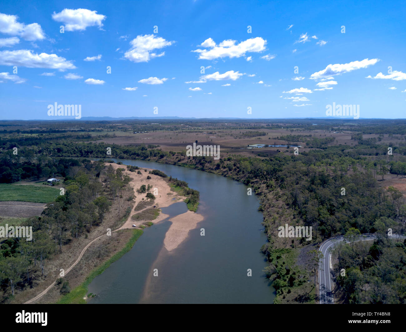 Cedars Crossing low level concrete bridge over the Burnett River ...