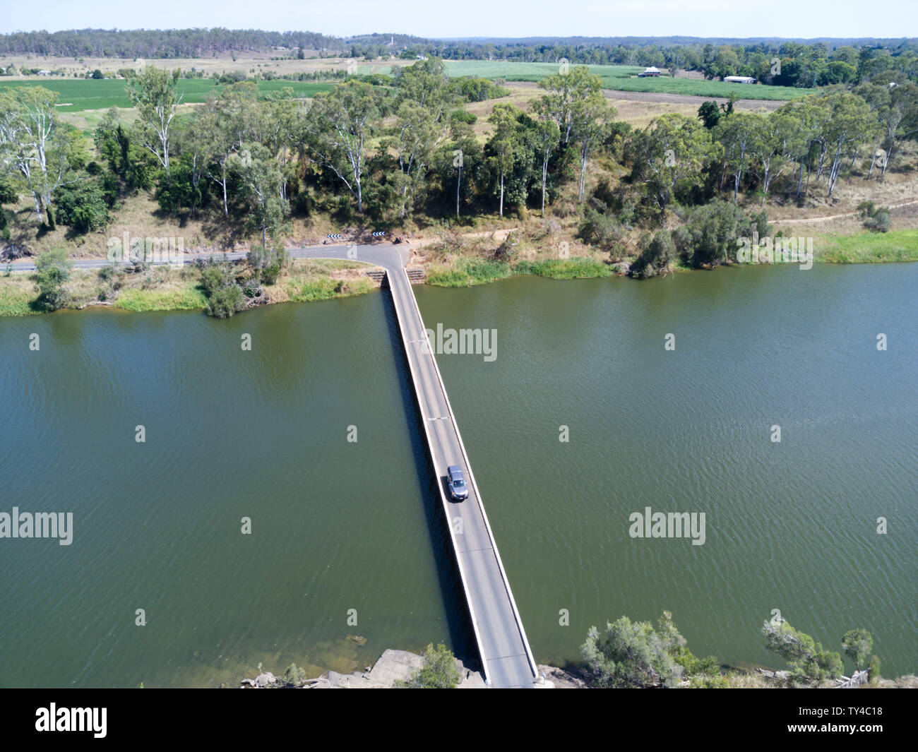 Cedars Crossing low level concrete bridge over the Burnett River ...
