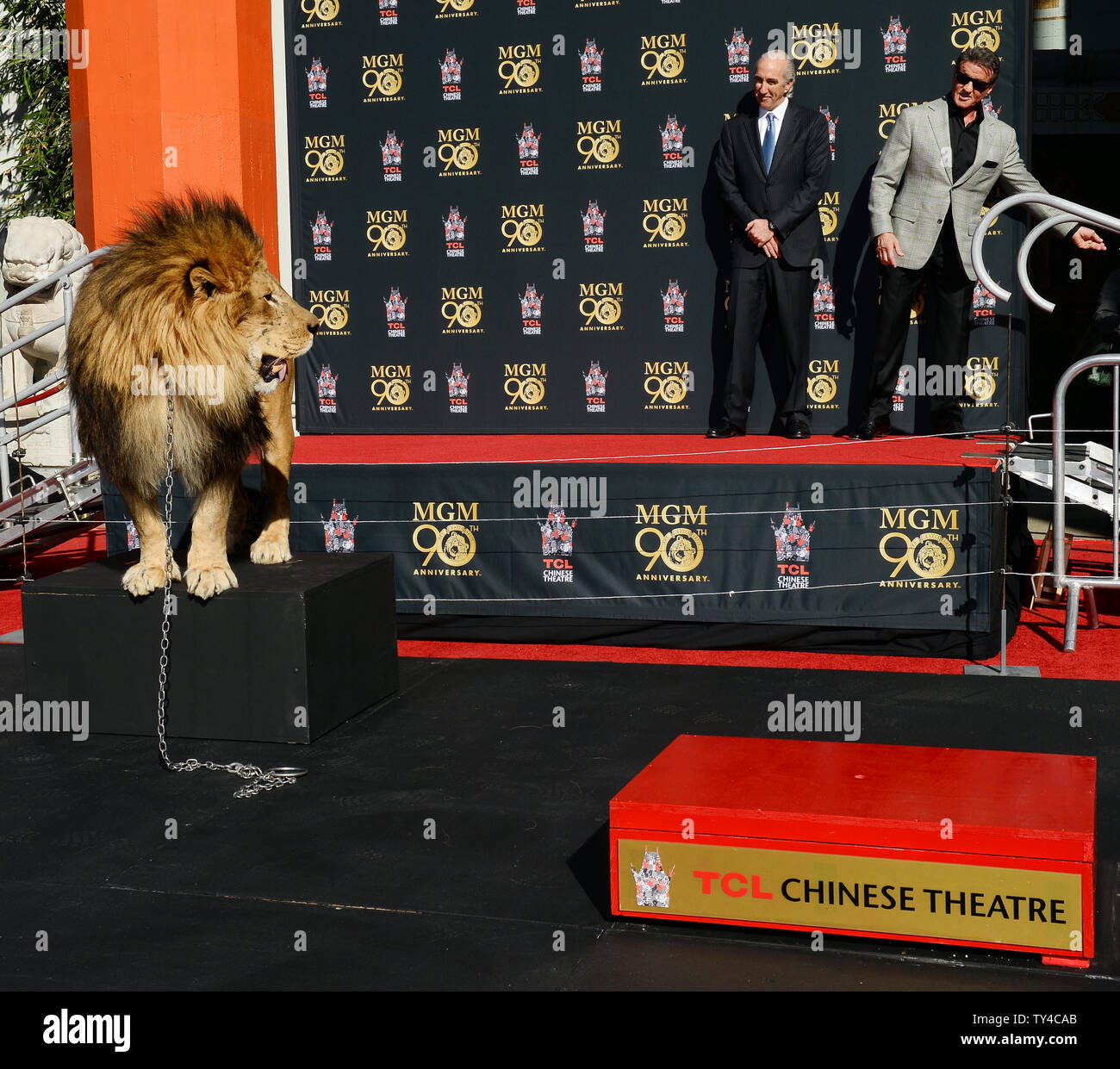 Actor Sylvester Stallone (R) and Metro-Goldwyn-Mayer (MGM) CEO Gary ...