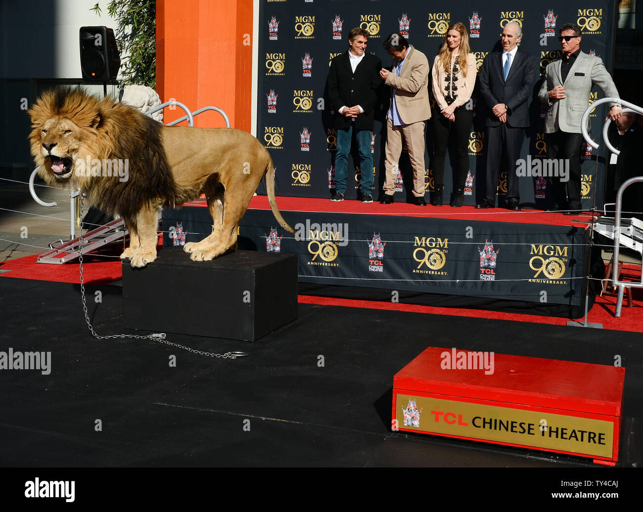 Actor Sylvester Stallone (R) and Metro-Goldwyn-Mayer (MGM) CEO Gary ...