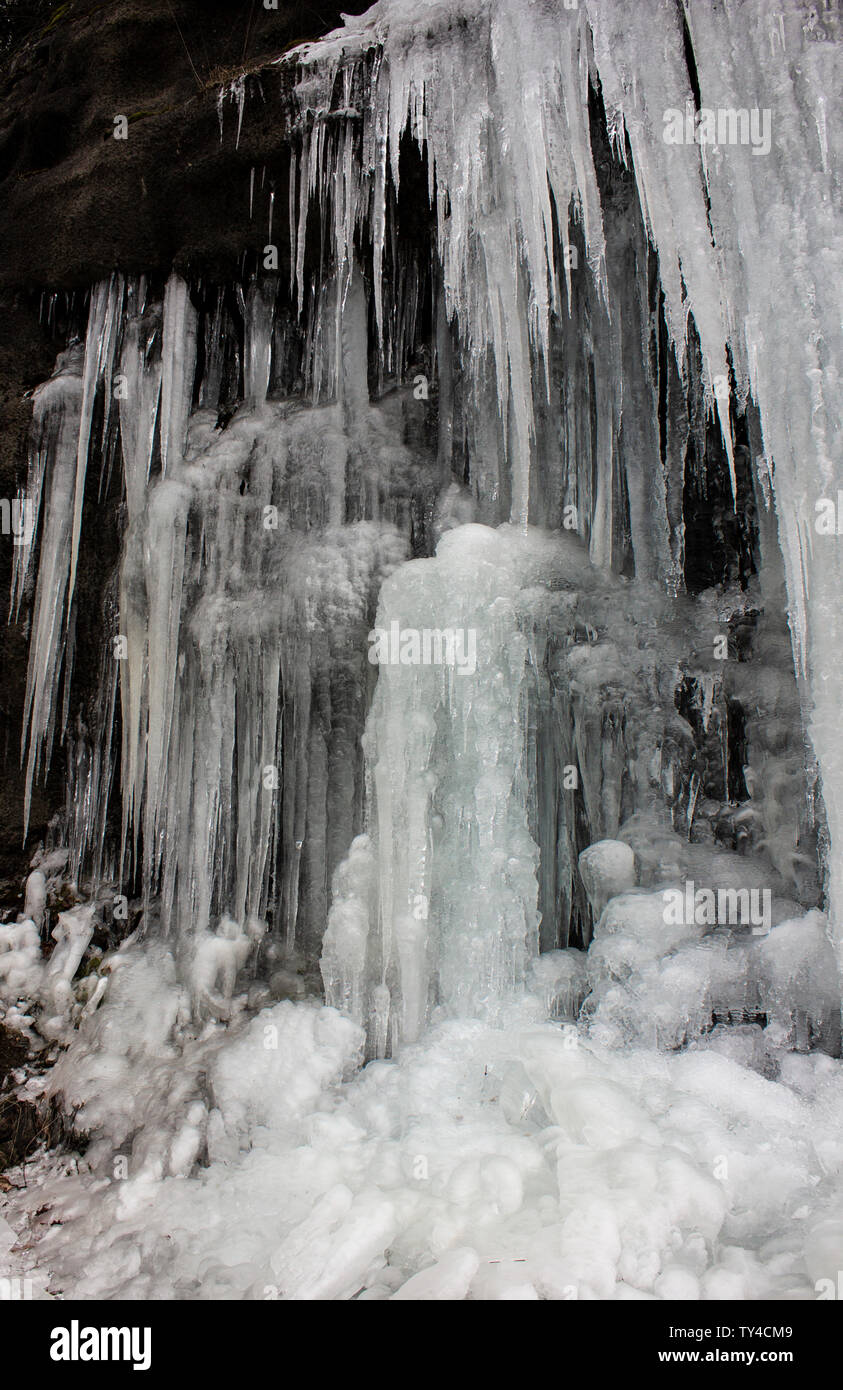 Beautiful icicles form as the water up in the mountains freezes ...