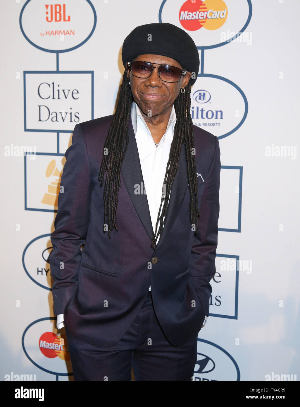 Nile Rodgers arrives on the red carpet before the annual Clive Davis ...