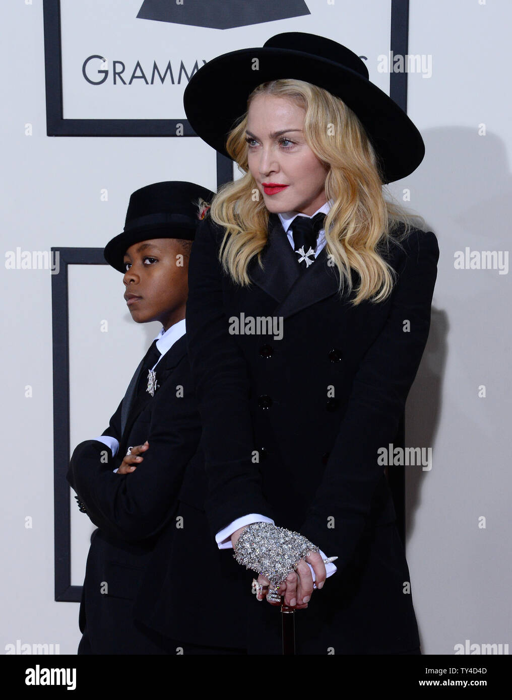 Singer-songwriter Madonna (R) and her son David Banda Mwale arrive for ...