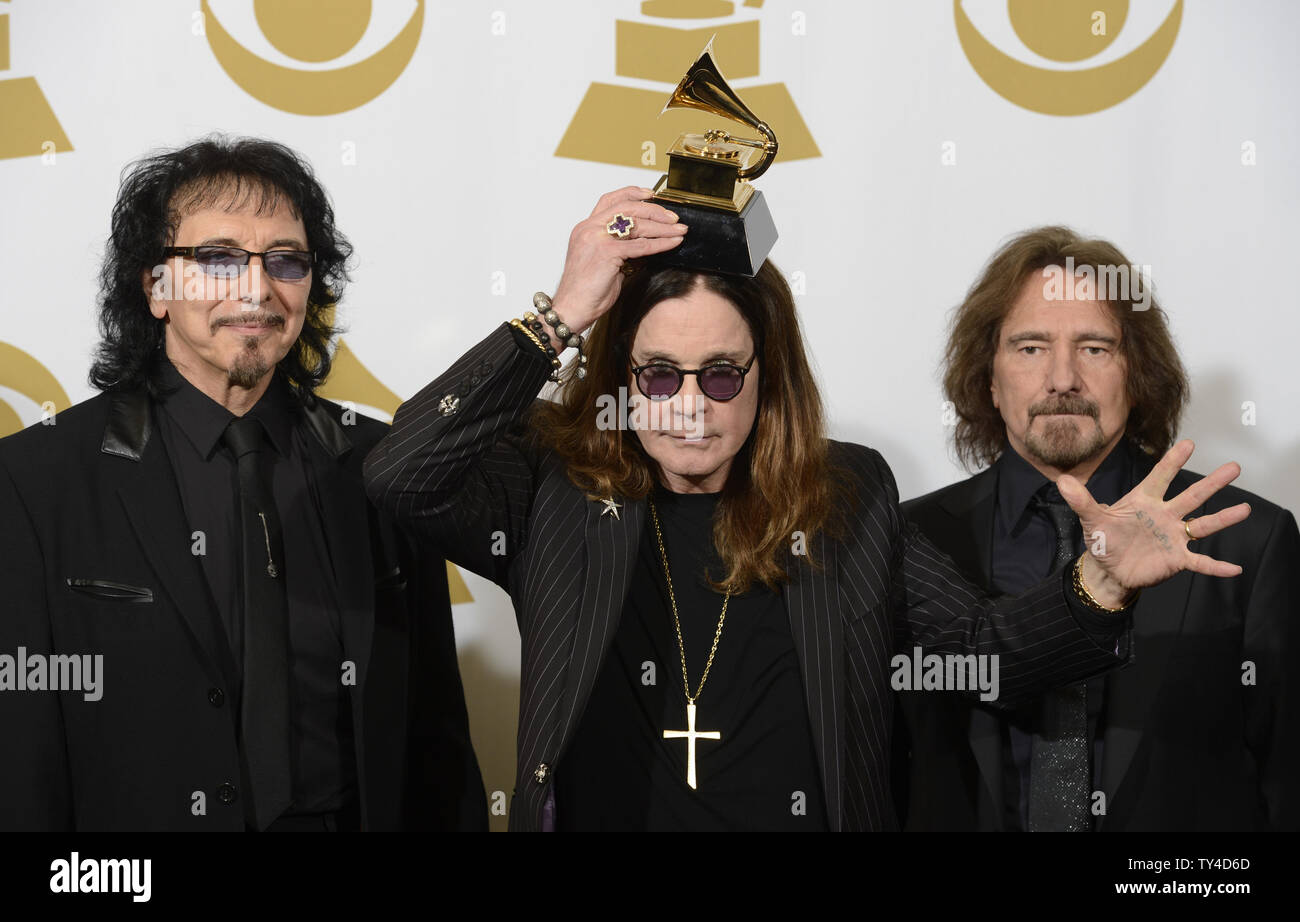 (L-R) Recording artists Tony Iommi, Ozzy Osbourne and Geezer Butler of ...