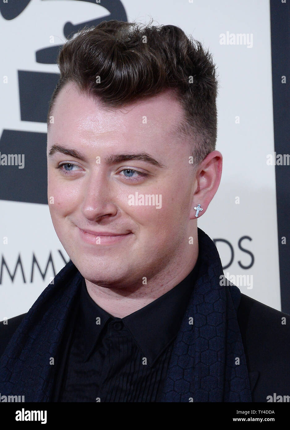 Singer Sam Smith arrives for the 56th annual Grammy Awards at Staples ...