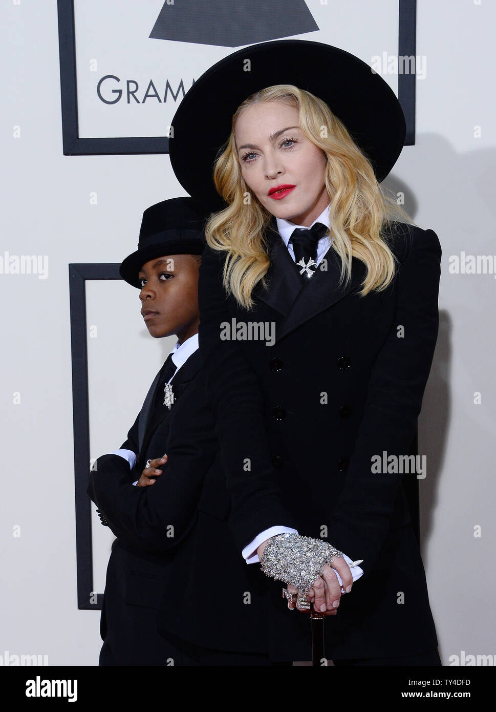 Singer-songwriter Madonna (R) and her son David Banda Mwale arrive for ...