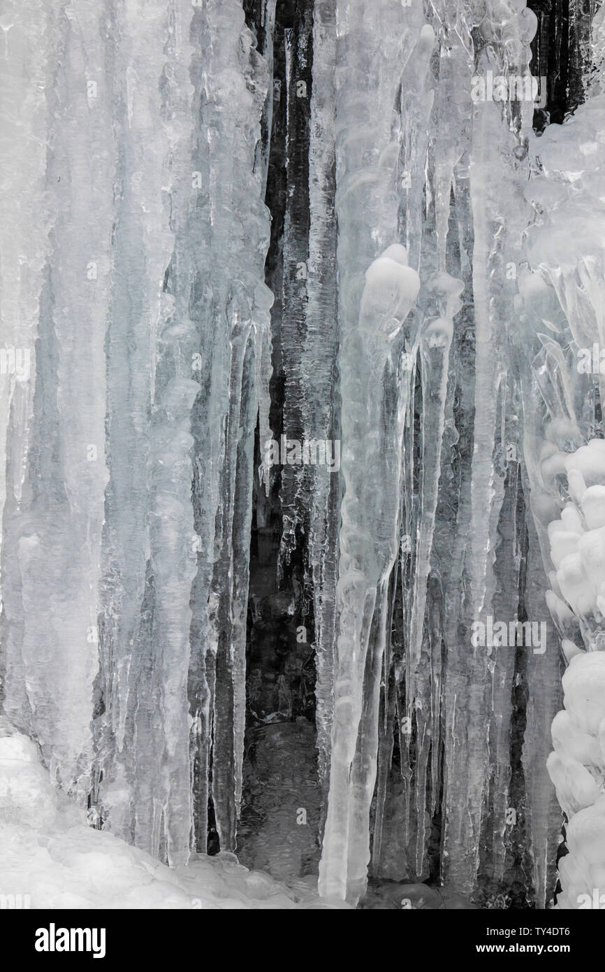 Beautiful icicles form as the water up in the mountains freezes ...