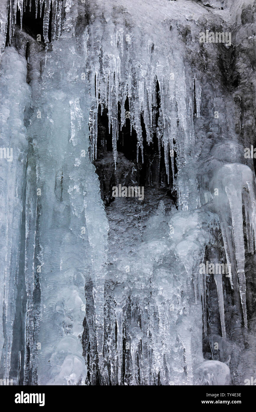 Beautiful icicles form as the water up in the mountains freezes ...