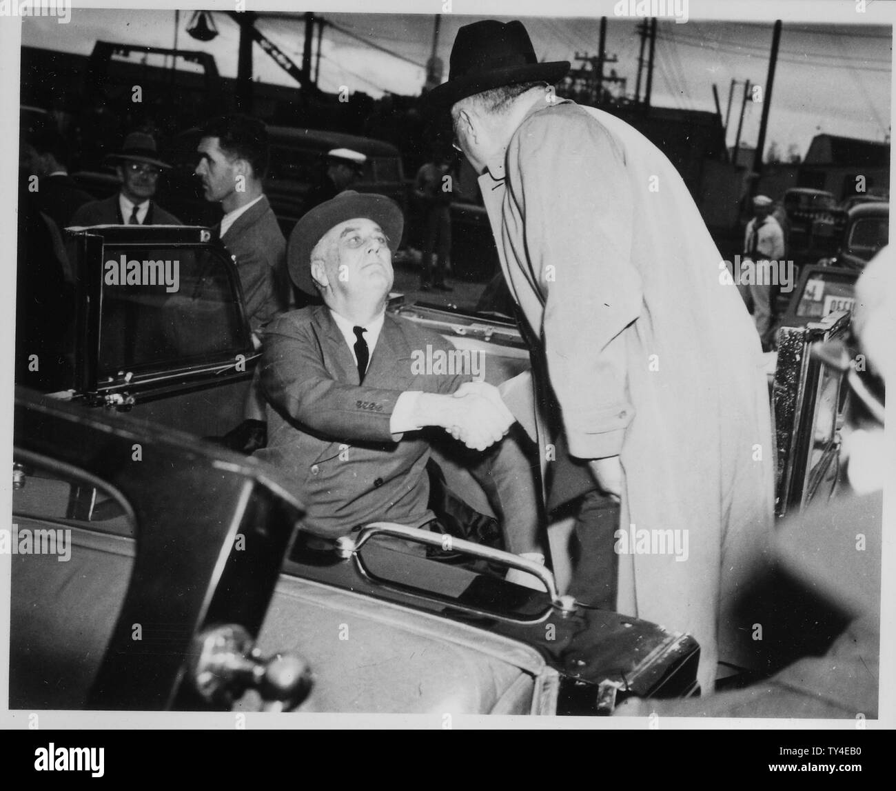 Franklin D. Roosevelt and Governor Julius Heil in Milwaukee, Wisconsin ...