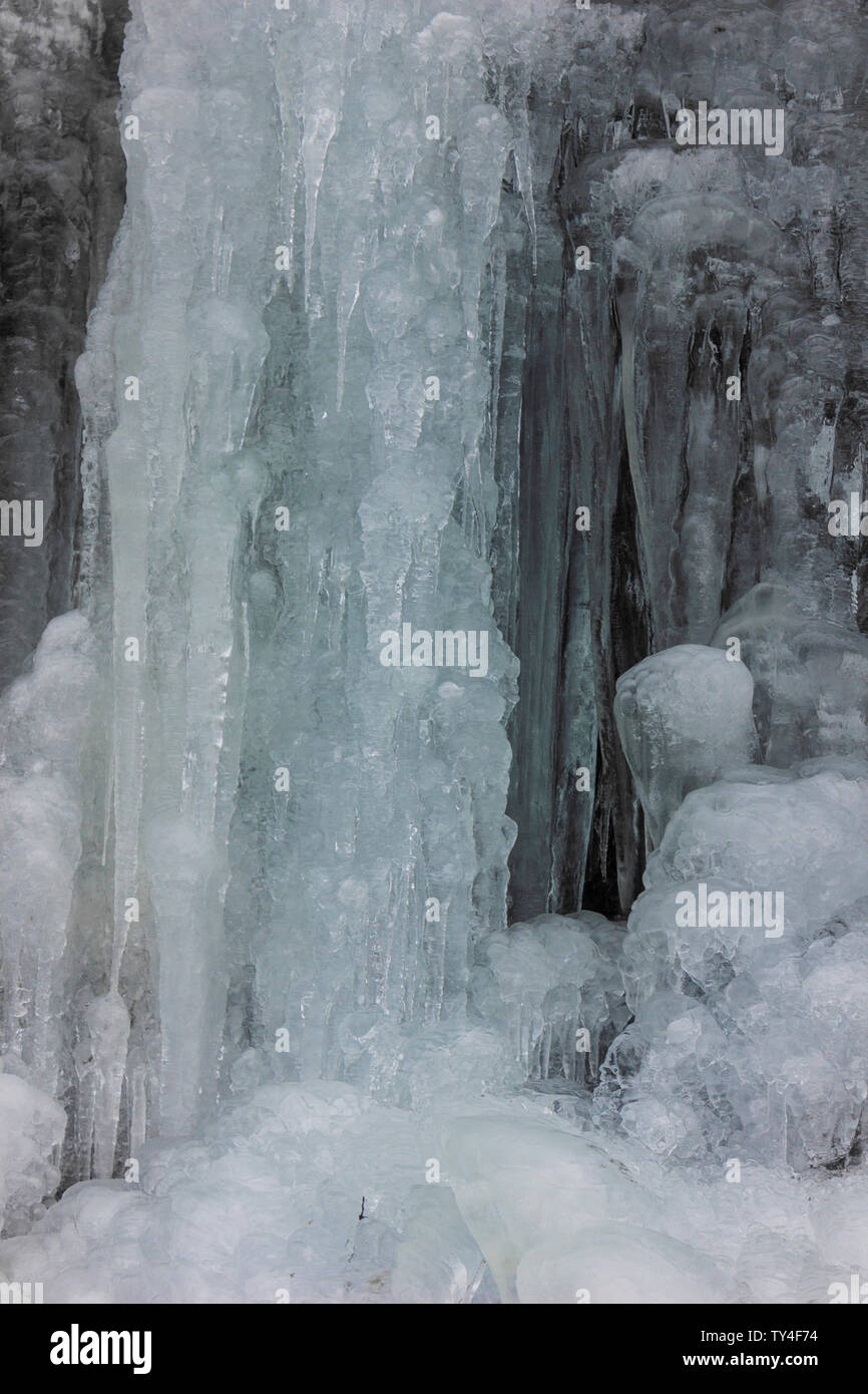 Beautiful icicles form as the water up in the mountains freezes ...