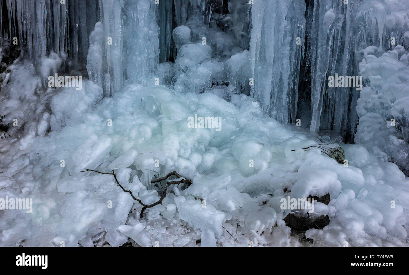 Beautiful icicles form as the water up in the mountains freezes ...