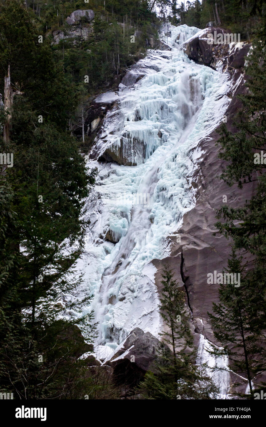 Beautiful, colorful frozen waterfall.Stunning winter scene. Awesome ...