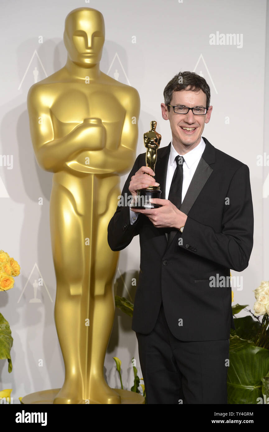 Steven Price, winner of best original score for "Gravity," poses with ...