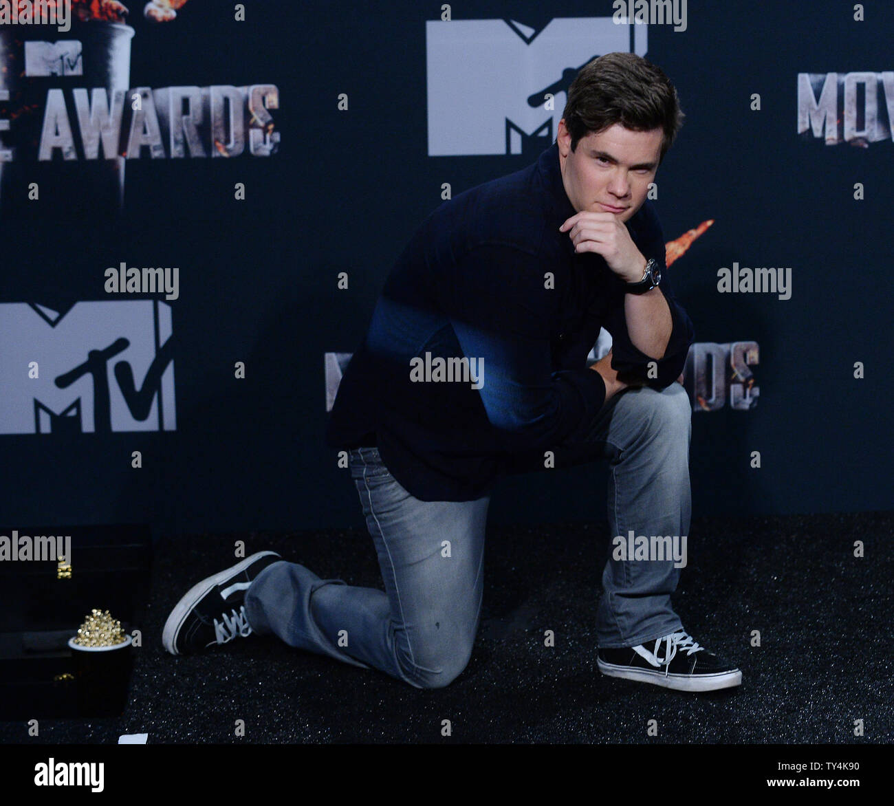 Actor/ comedian Adam DeVine appears backstage at The MTV Movie Awards ...