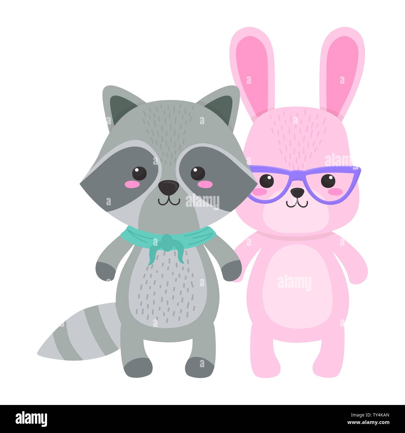Rabbit and raccoon cartoon design, Animal cute zoo life nature and ...