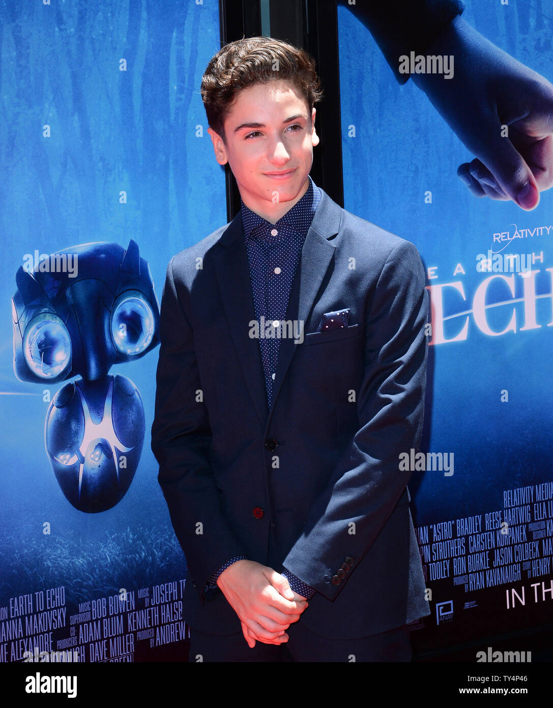 Cast member Teo Halm attends the premiere of the sci-fi motion picture "Earth to Echo" as part ...