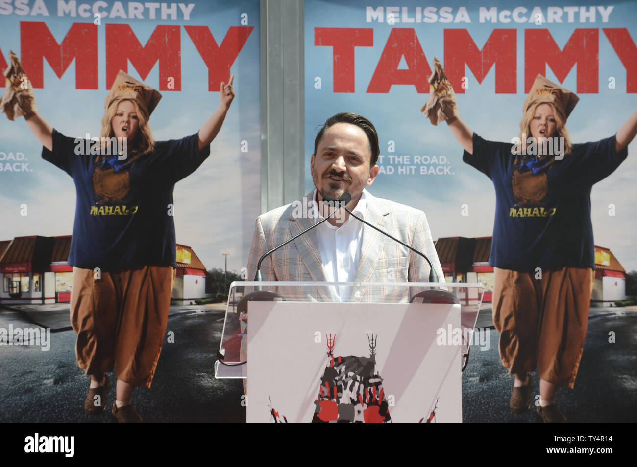 Director Ben Falcone speaks at a ceremony where actress Melissa ...