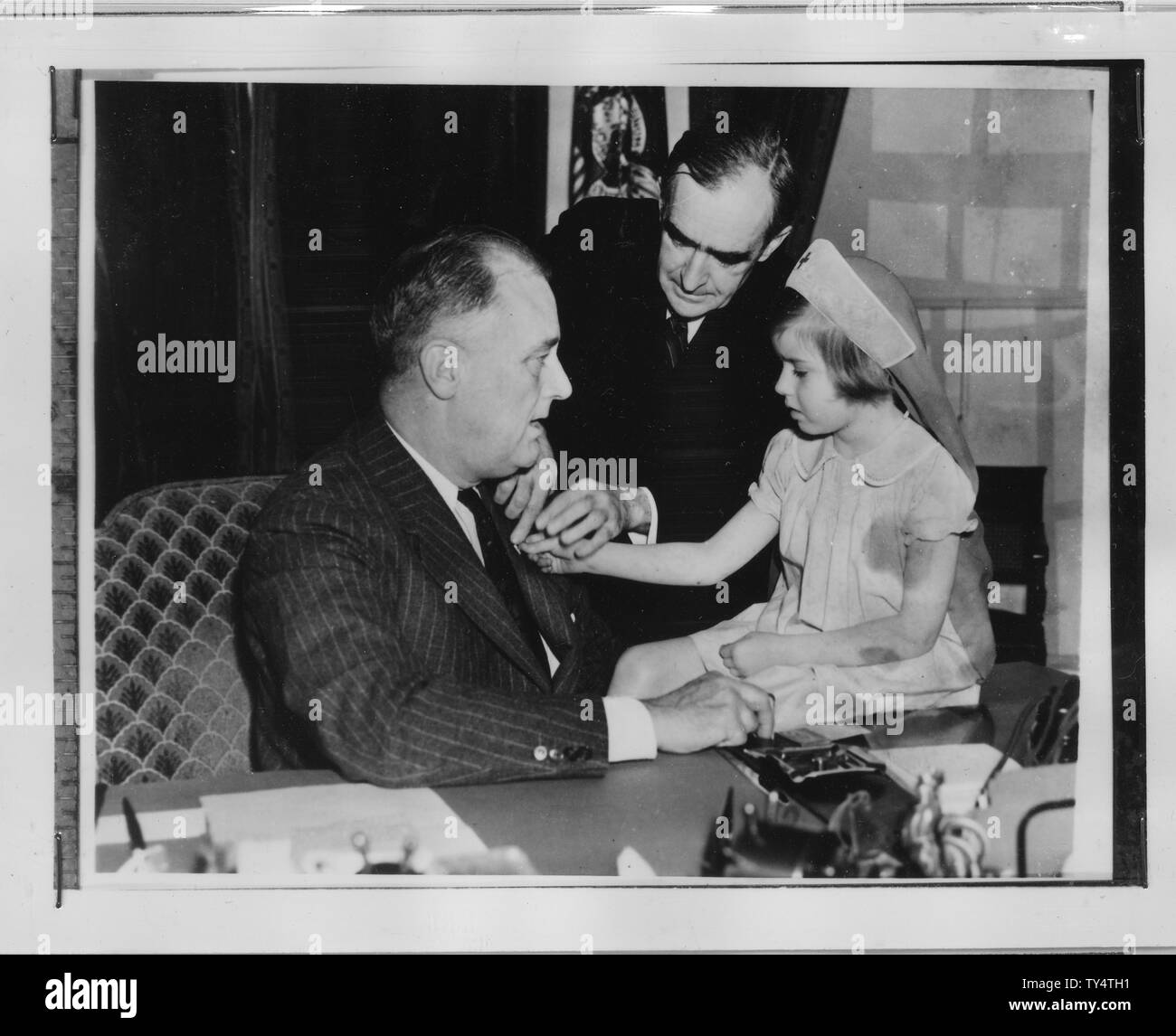 Franklin D. Roosevelt, Cary T. Grayson, and the Red Cross girl Stock ...
