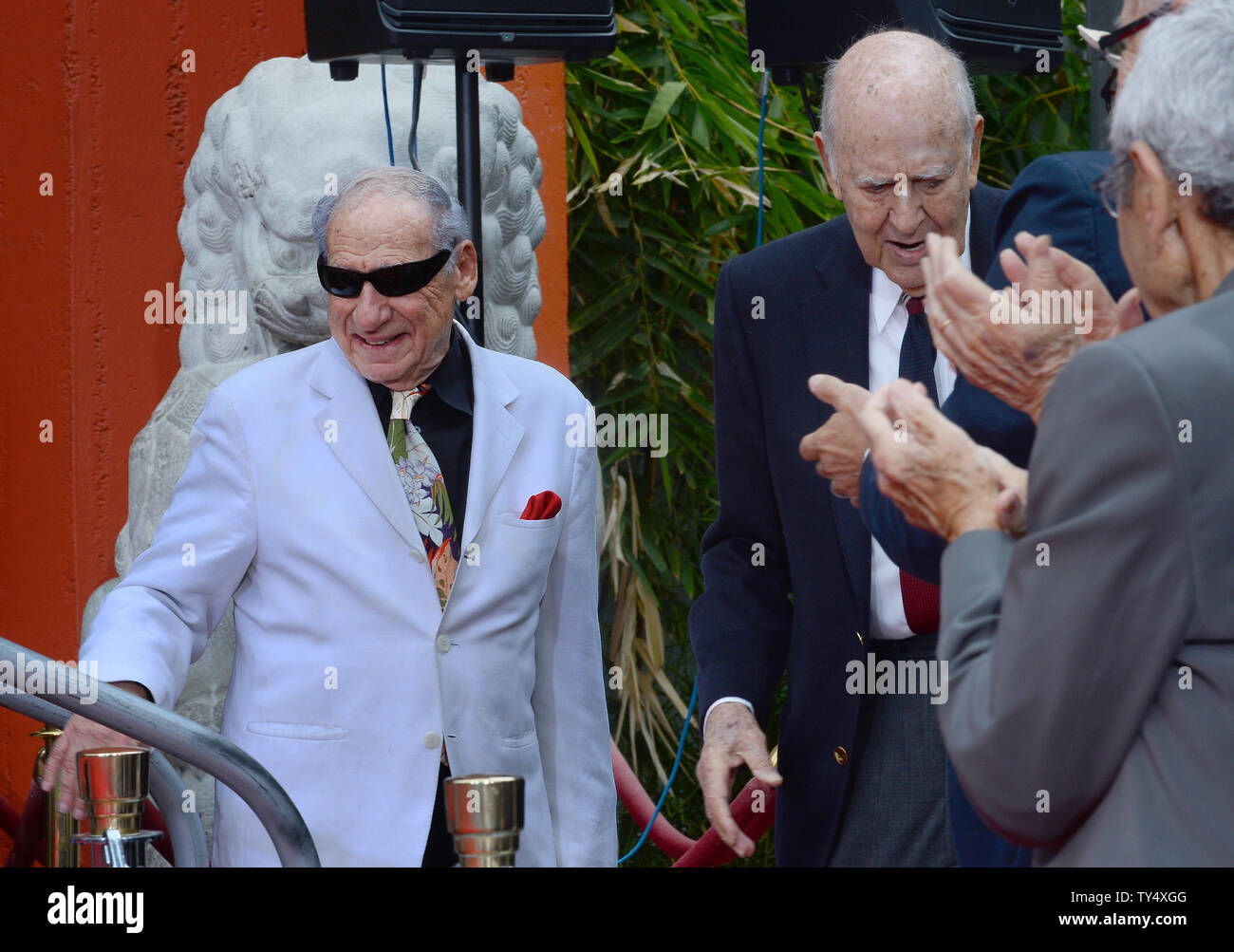 Actor and director Mel Brooks (L) is all smiles after director Carl ...